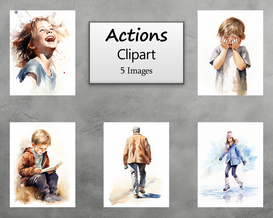 Actions Emotions Watercolor Clipart Transparent People - Etsy