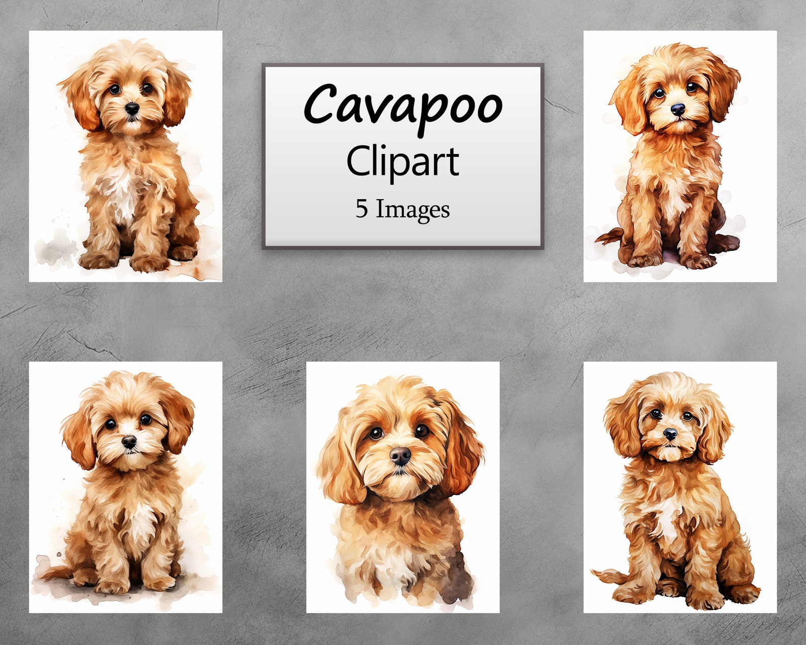 Cavapoo, Dog, Watercolor Clipart, Dog Portrait, Scrapbooking, Journal ...