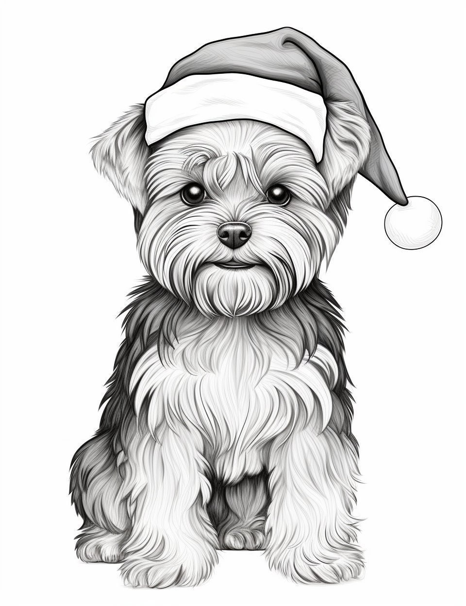Yorkshire Terrier | Yorkie | Coloring Page | Christmas | Printable ...
