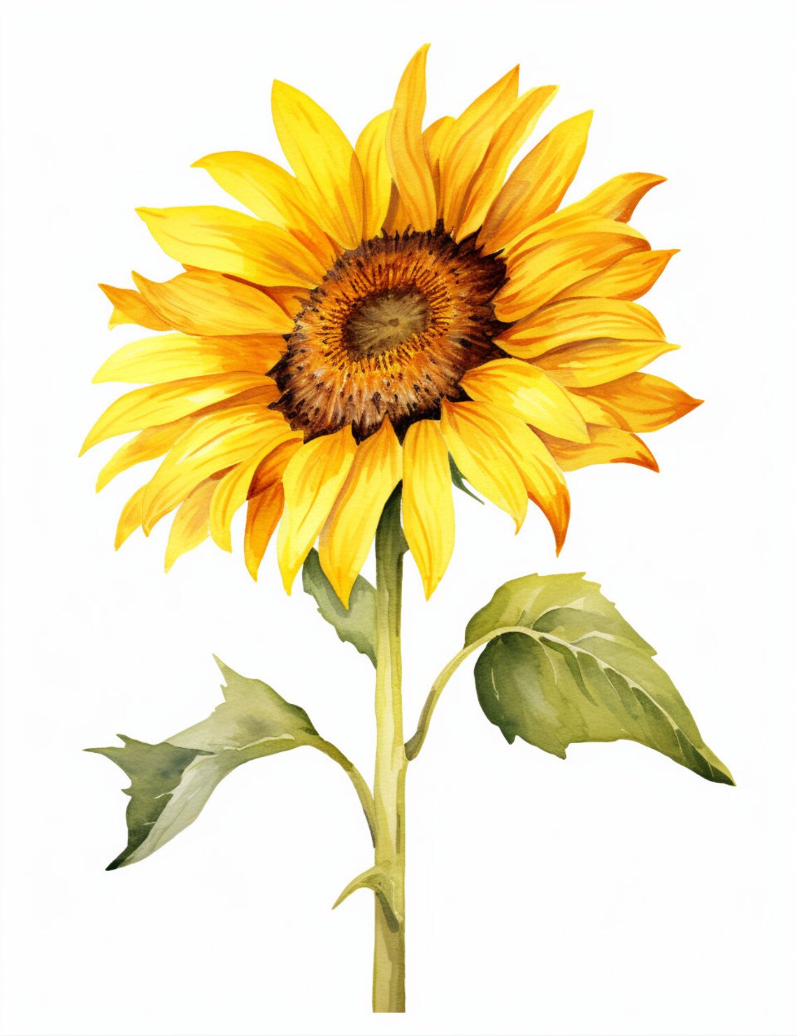 Sunflower Flower Clipart Watercolor Clipart Digital Prints - Etsy