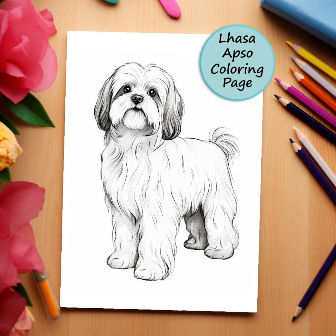 Lhasa Apso, Dog, Coloring Page, Dog Portrait, Printable Coloring Page ...