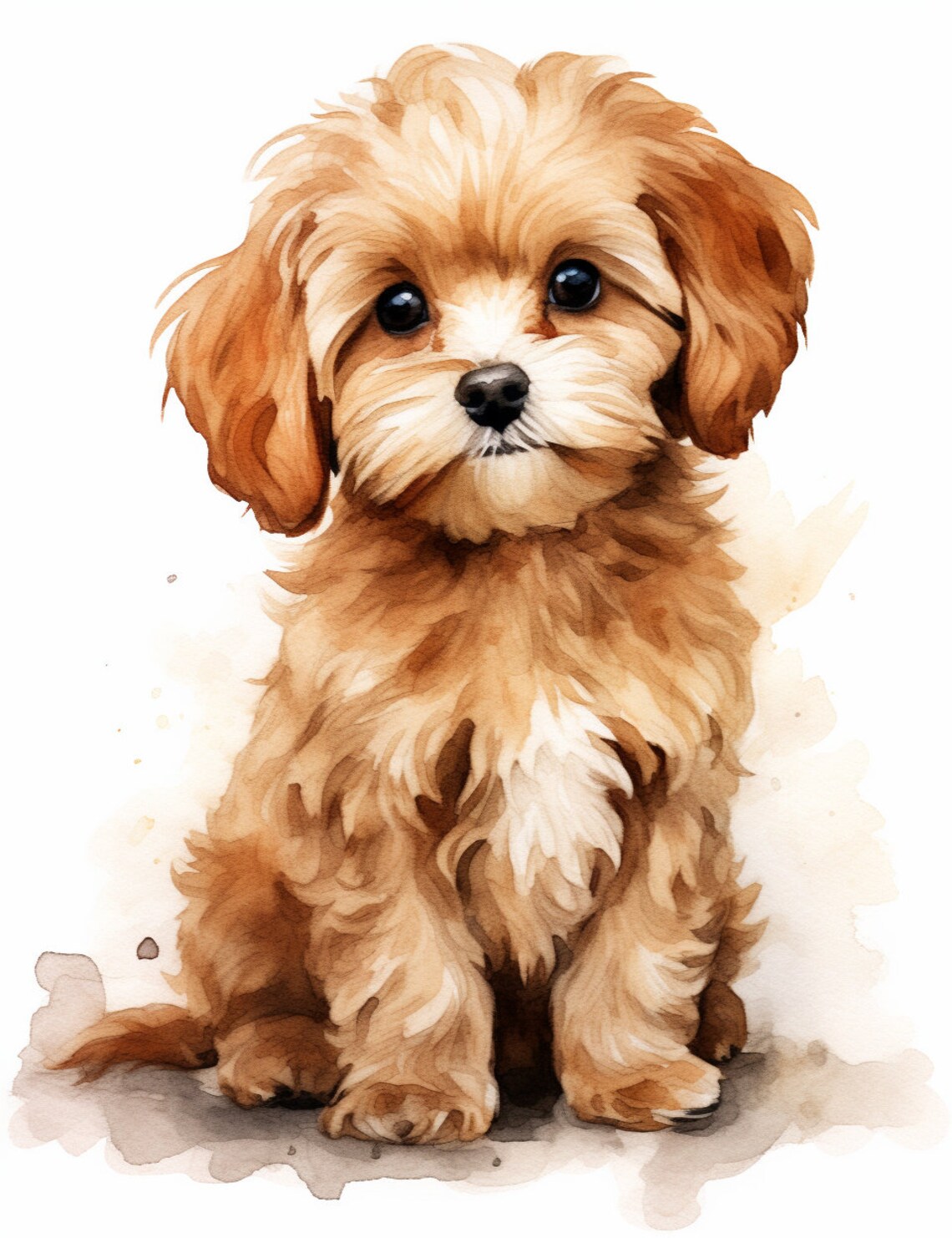 Cavapoo, Dog, Watercolor Clipart, Dog Portrait, Scrapbooking, Journal ...