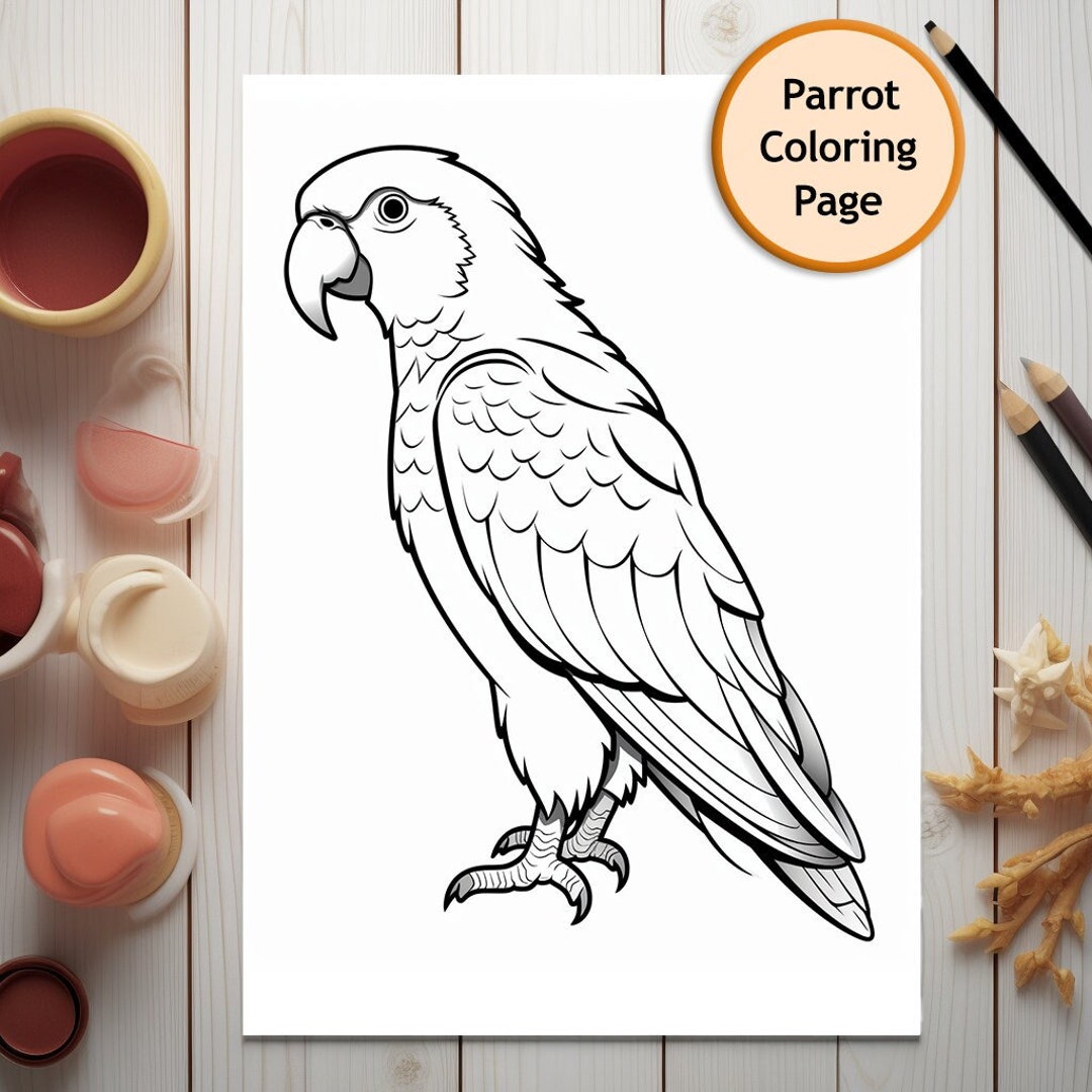 Parrot, Bird Coloring Page, Bird Portrait, Printable Coloring Page ...