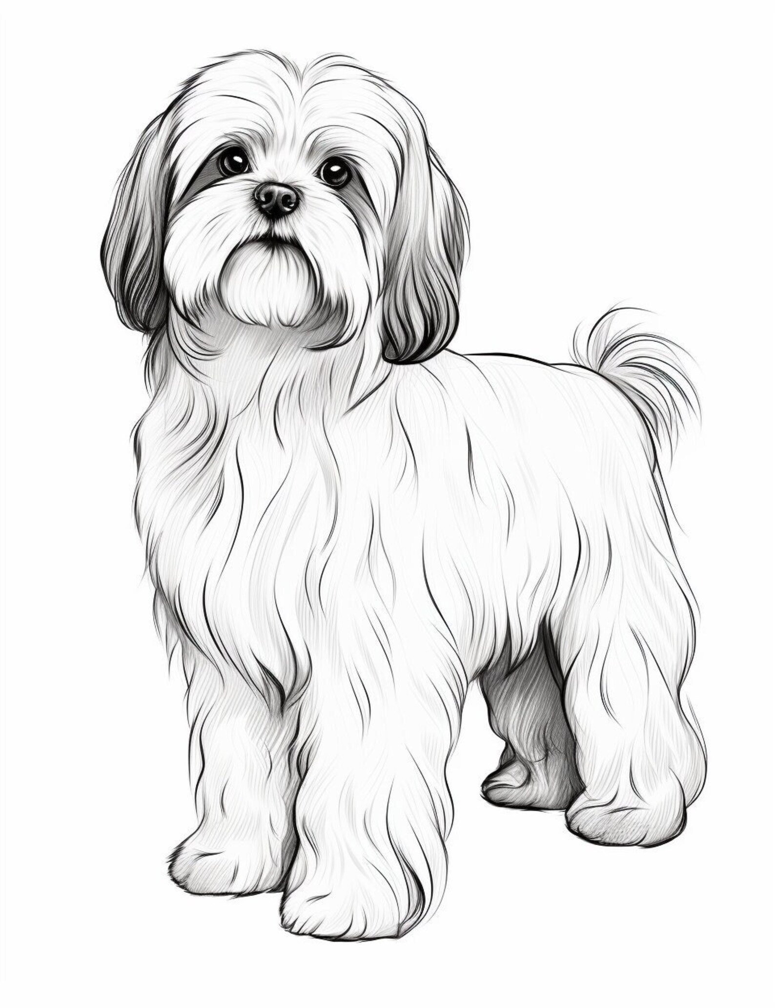 Lhasa Apso, Dog, Coloring Page, Dog Portrait, Printable Coloring Page ...