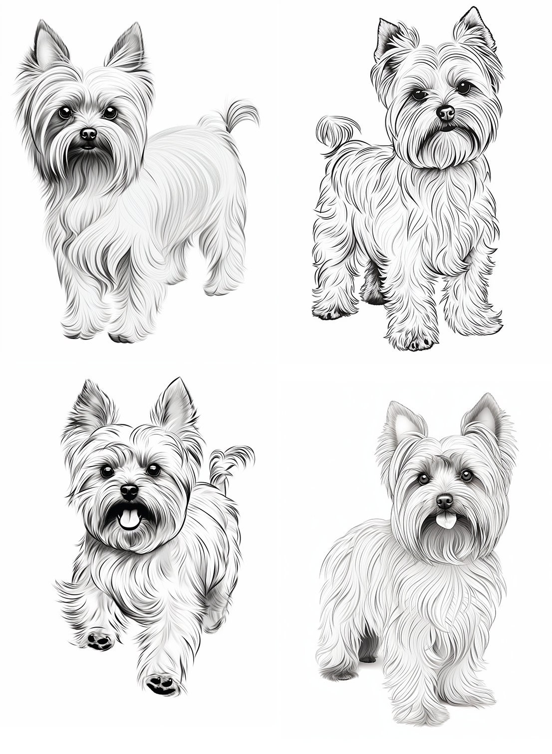 Yorkie, Dogs, Dog Coloring , Coloring Pages, Pet Portrait, Printable ...