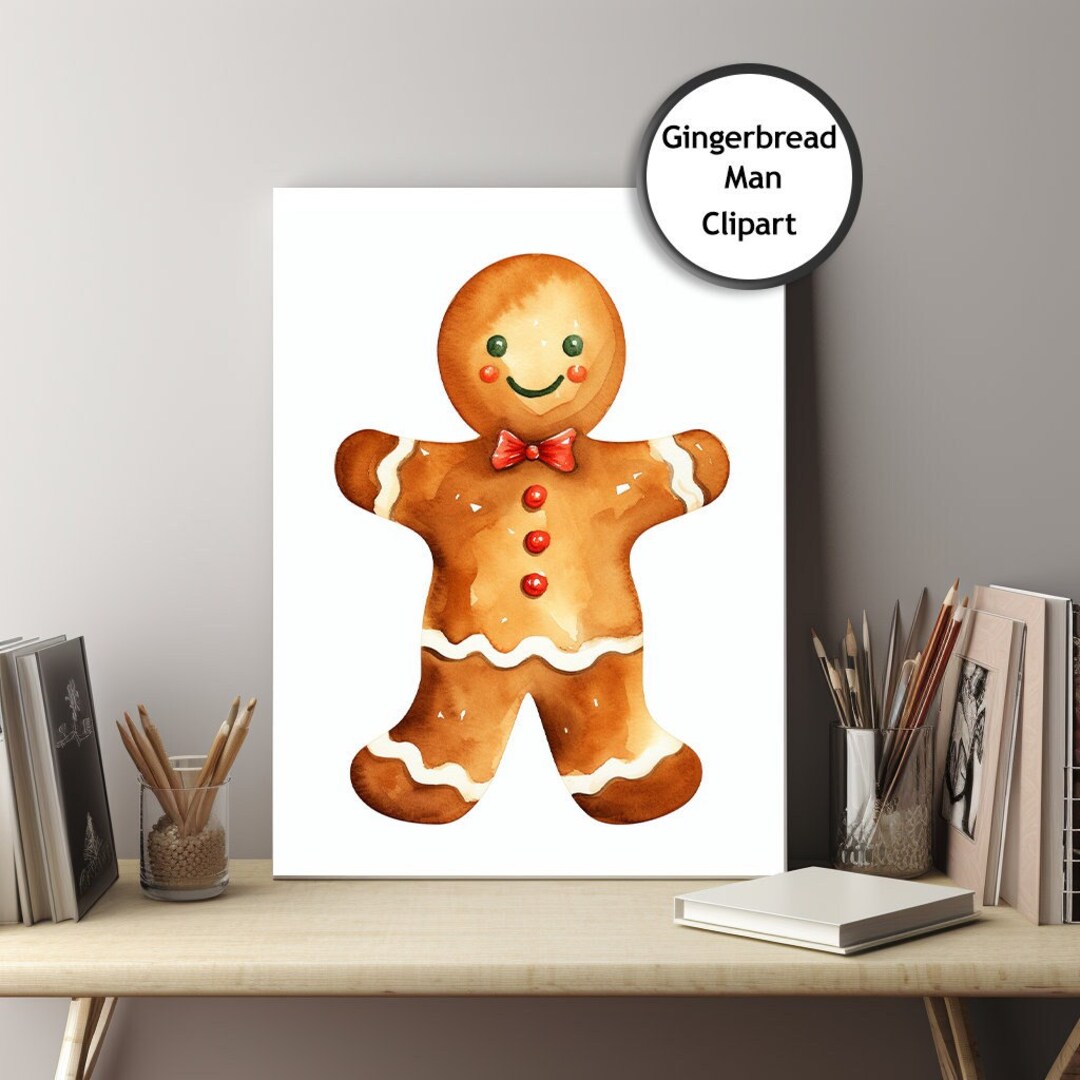 Gingerbread Man, Christmas Clipart, Transparent, Watercolor Clipart ...