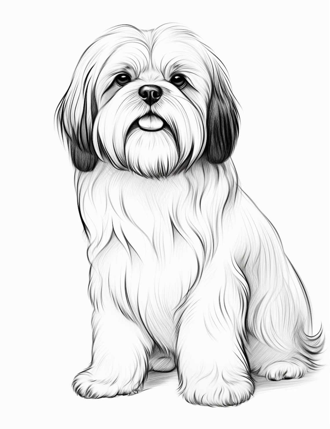 Shih Tzu, Dogs, Coloring, Dog Coloring, Pet Portrait, Printable ...