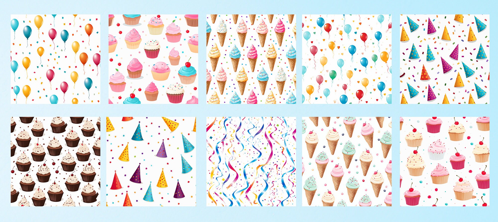 20 Birthday Digital Seamless Patterns, Birthday Paper, Craft Paper ...
