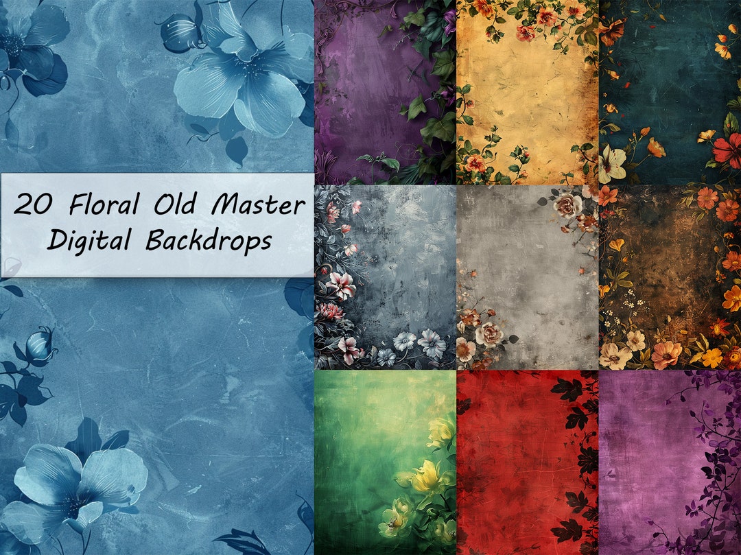 20 Floral Old Master Backgrounds, Vintage, Flowers, Photography Digital ...
