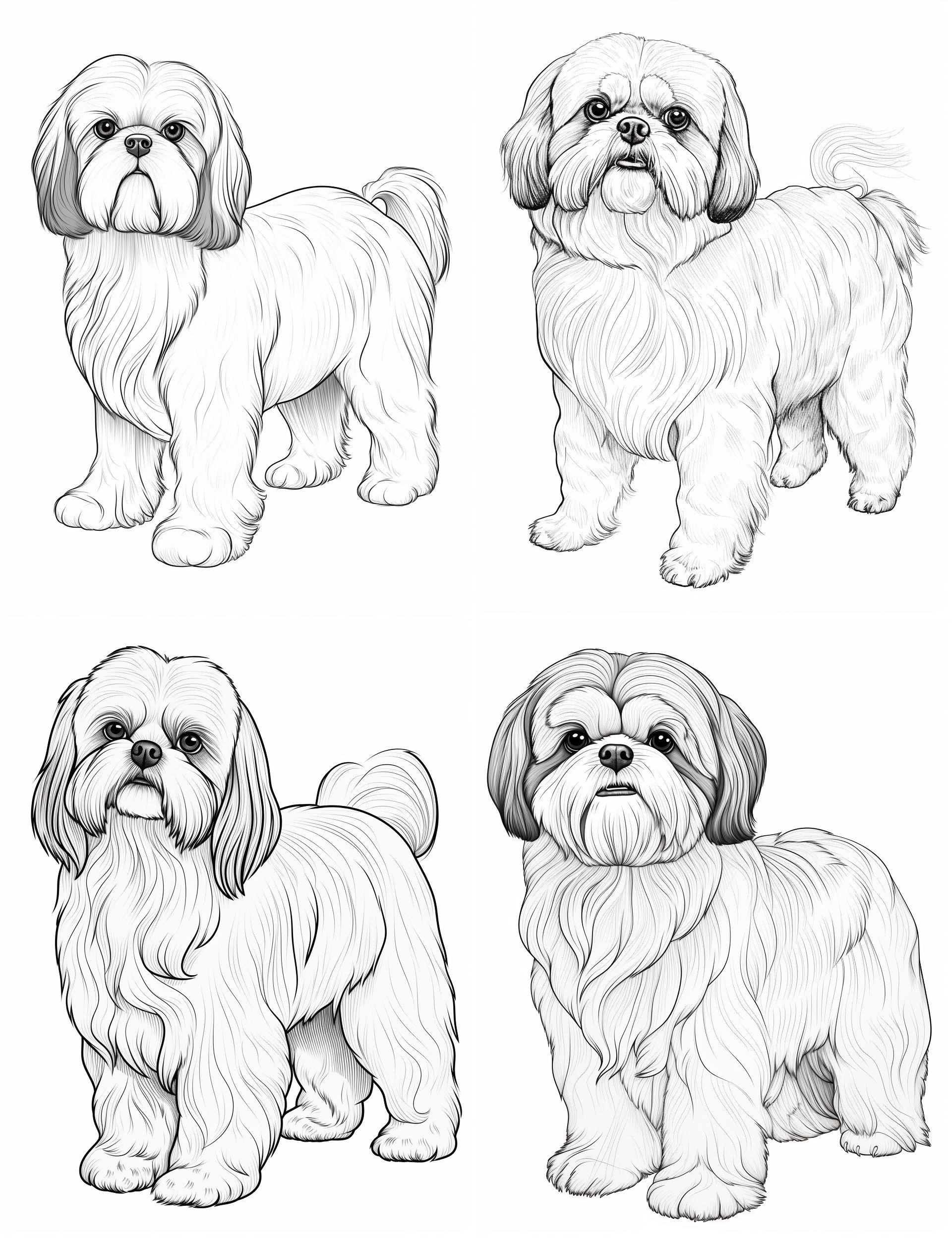 Shih Tzu, Dogs, Dog Coloring , Coloring Pages, Pet Portrait, Printable ...