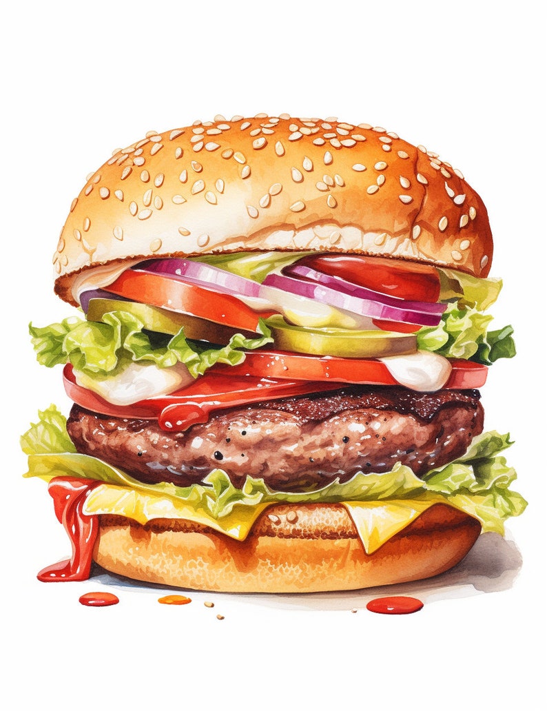 Junk Food Clipart Watercolor Clipart Food Bundle - Etsy