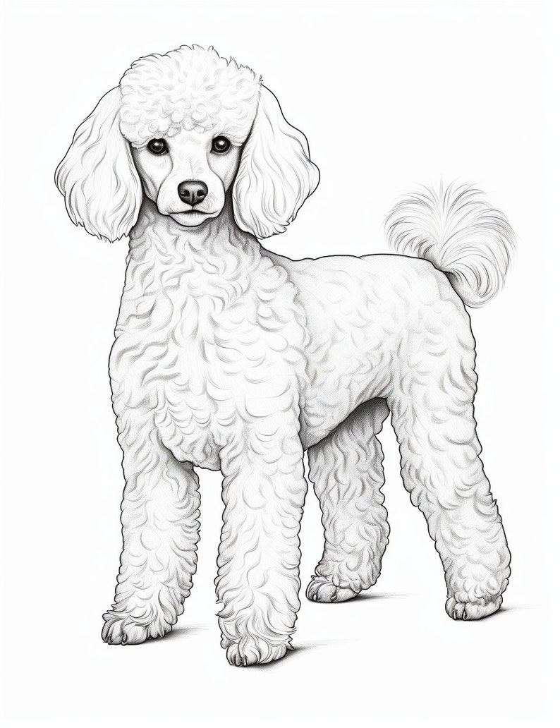 Poodle, Dog, Coloring Page, Dog Portrait, Printable Coloring Page ...