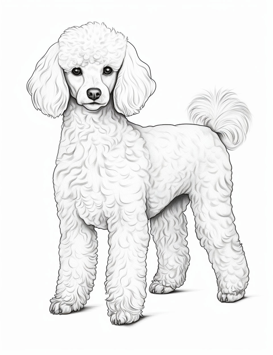 Poodle, Dog, Coloring Page, Dog Portrait, Printable Coloring Page ...