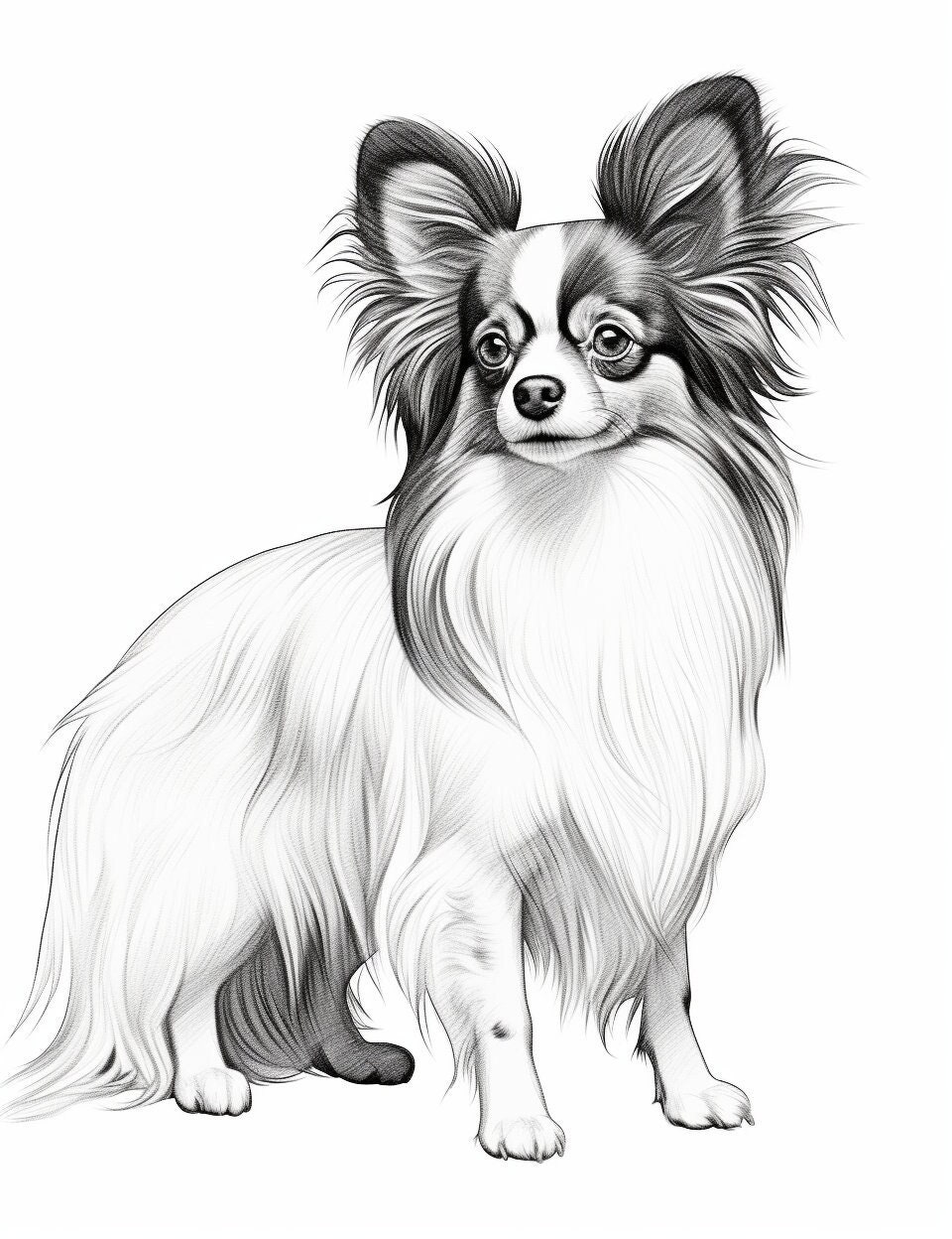Papillon, Dog, Coloring Page, Dog Portrait, Printable Coloring Page ...