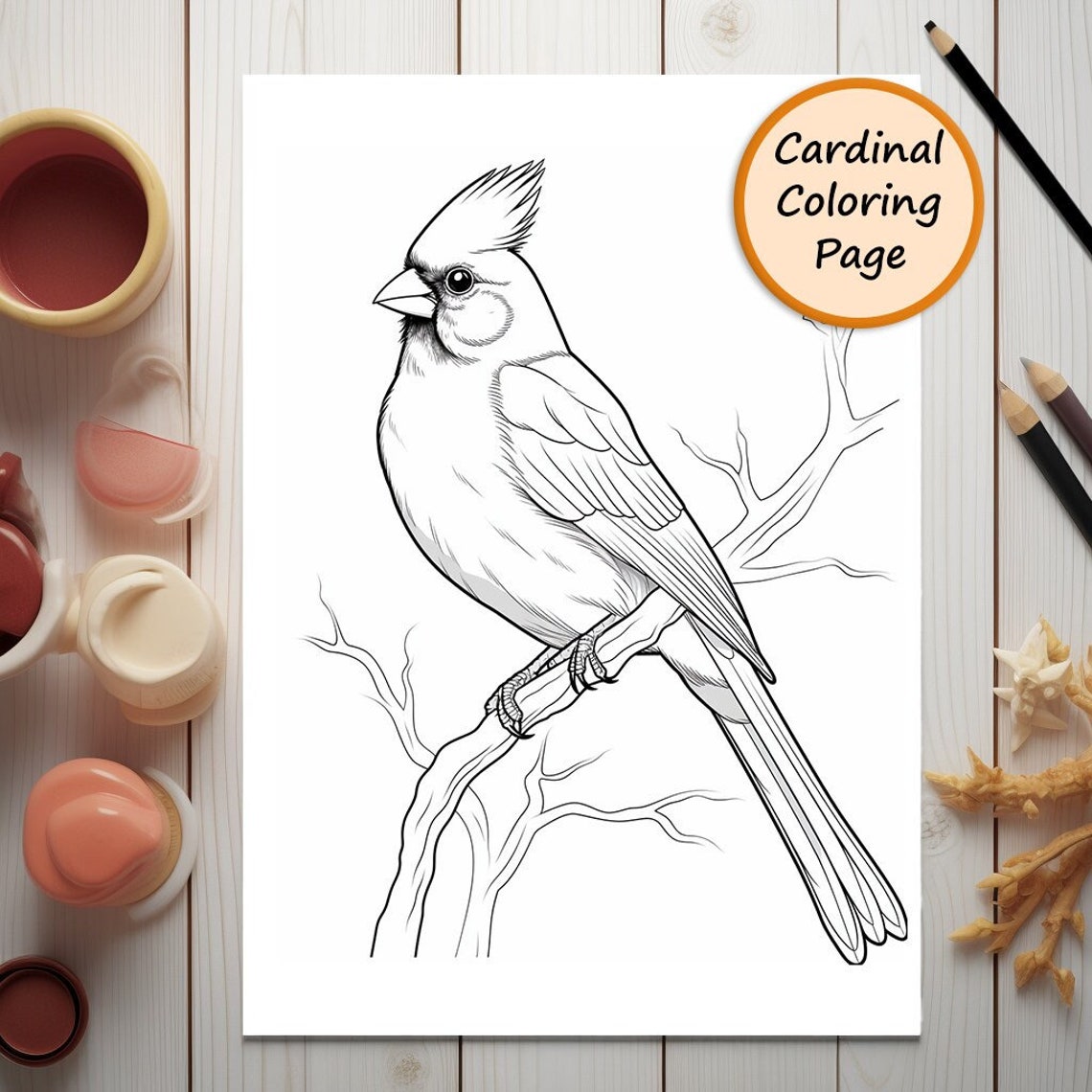 Cardinal, Bird, Coloring Page, Bird Portrait, Printable Coloring Page ...