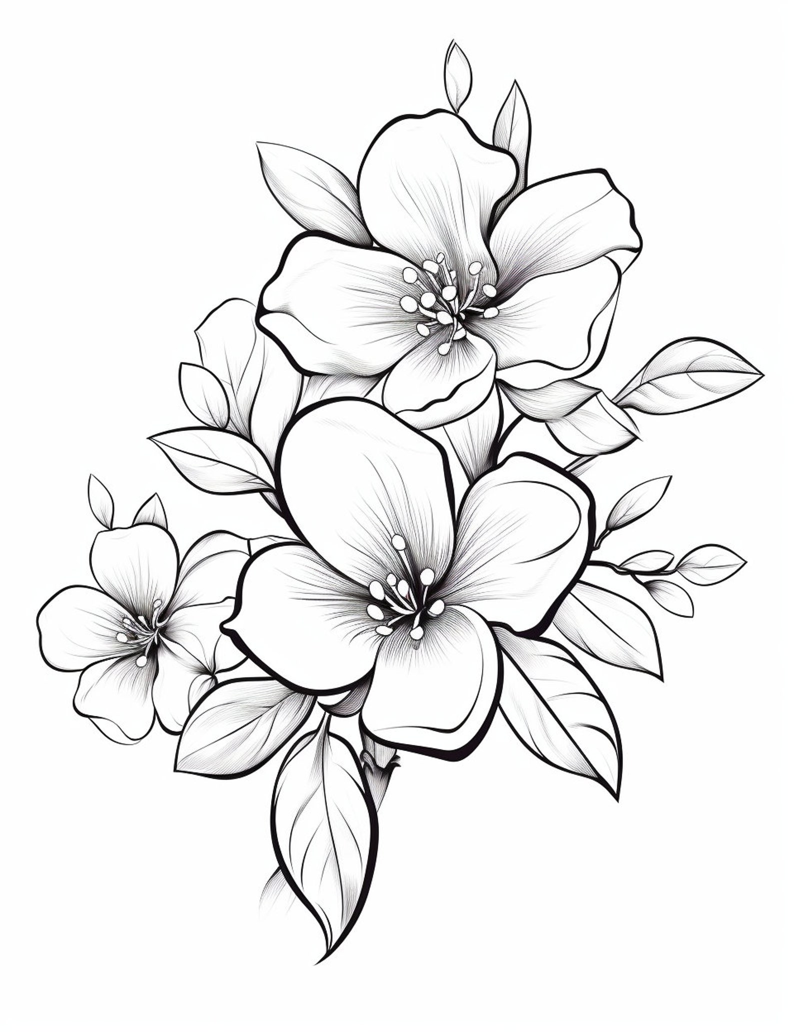 Jasmine | Flower | Coloring Page | Flower Portrait | Printable Coloring ...