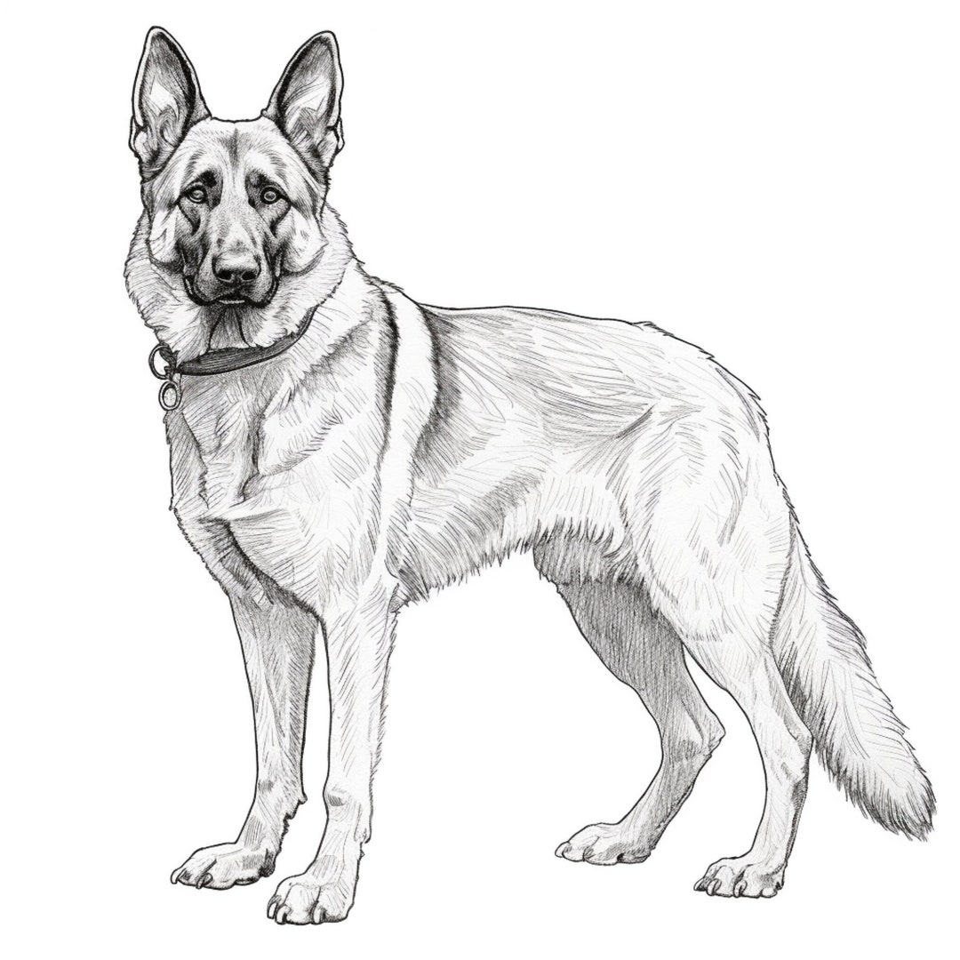 German Shepard | Dog | Coloring Page | Pet Portrait | Printable ...