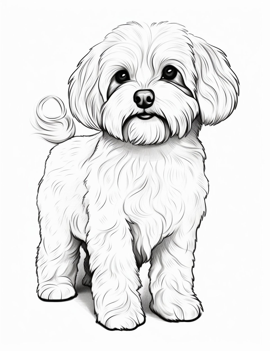 Maltipoo, Dog, Coloring Page, Pet Portrait, Dog Coloring, Printable ...