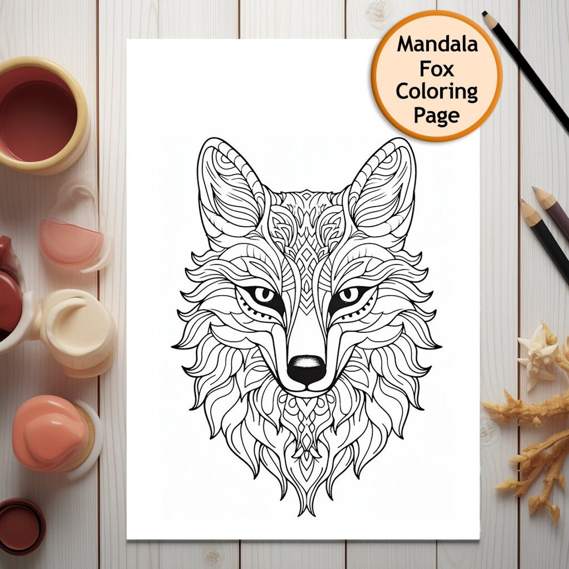 Mandala Fox Coloring Page, Printable Coloring Page, Coloring for Adults ...
