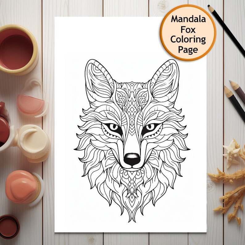 Mandala Fox Coloring Page, Printable Coloring Page, Coloring for Adults ...