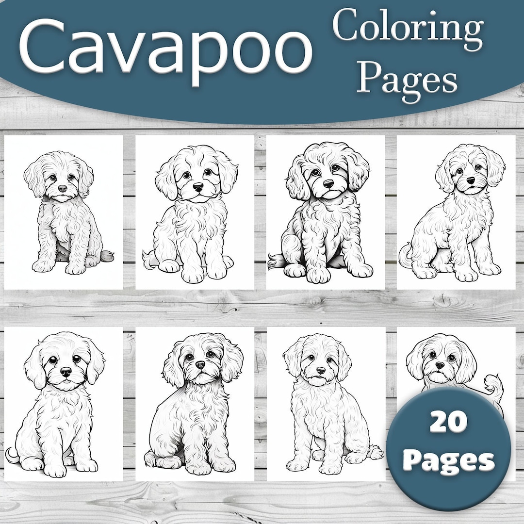 Cavapoo, Dog Coloring Pages, Dog Portrait, Printable Coloring Page ...