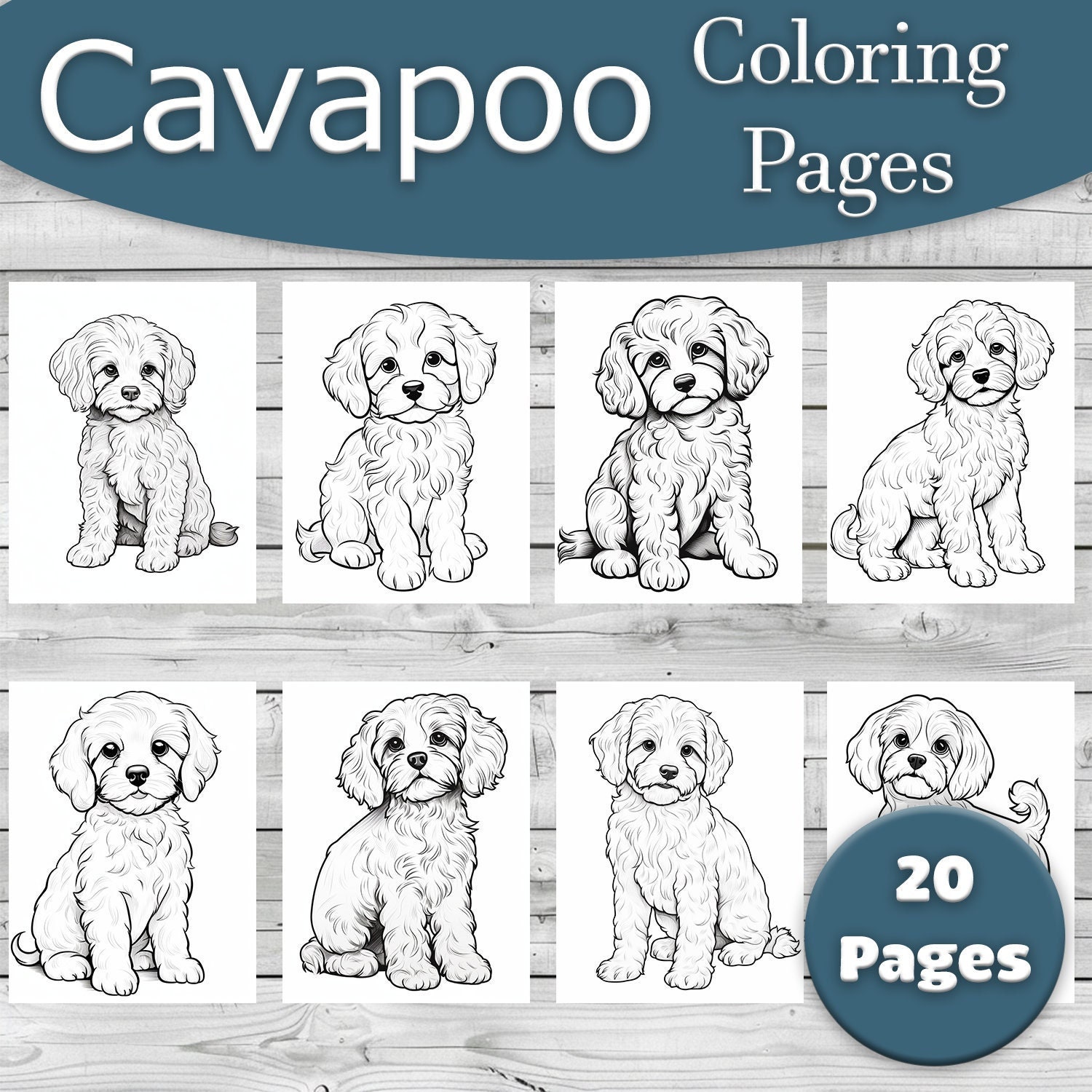 Cavapoo, Dog Coloring Pages, Dog Portrait, Printable Coloring Page ...