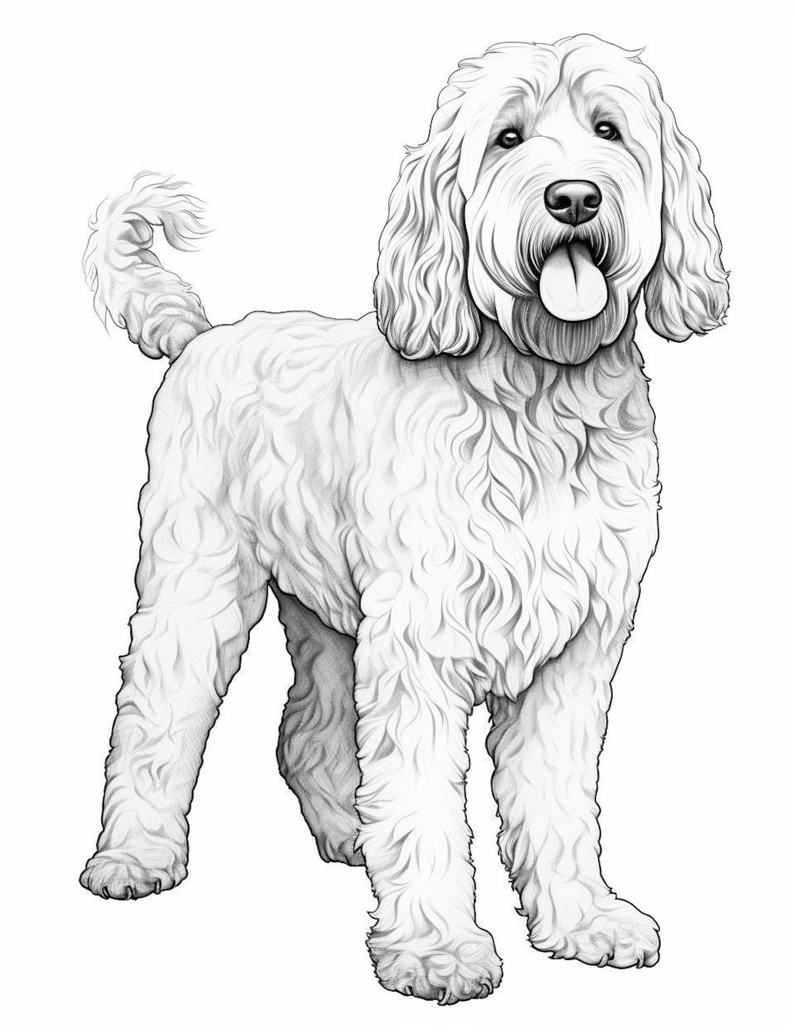 Labradoodle, Dog, Coloring Page, Pet Portrait, Printable Coloring Page ...