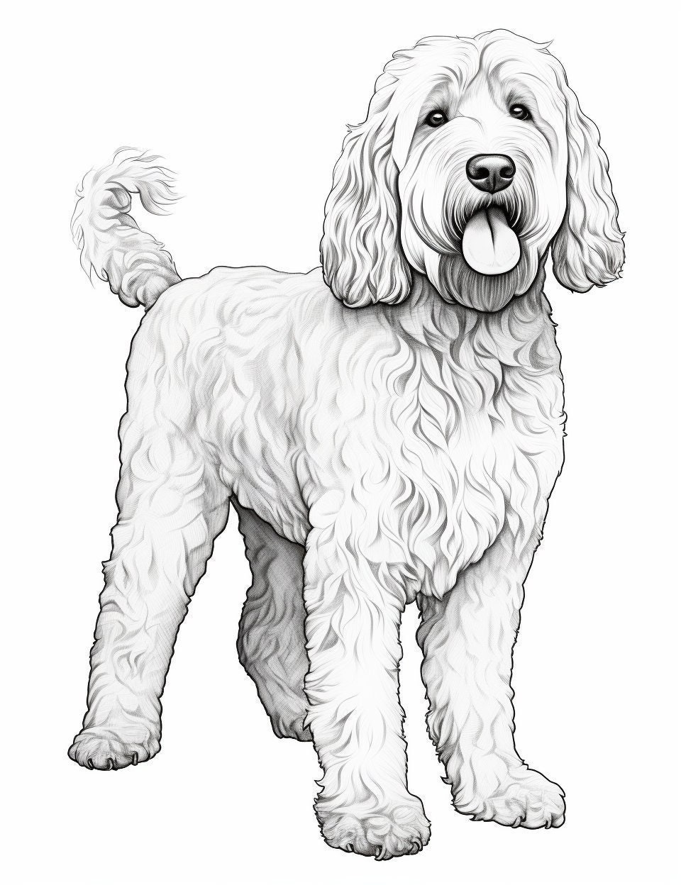 Labradoodle, Dog, Coloring Page, Pet Portrait, Printable Coloring Page ...
