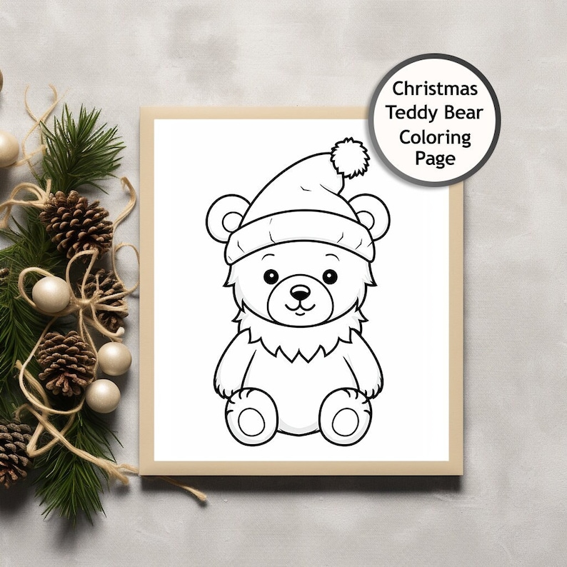 Teddy Bear, Christmas Coloring, Printable Coloring Page, Coloring for ...