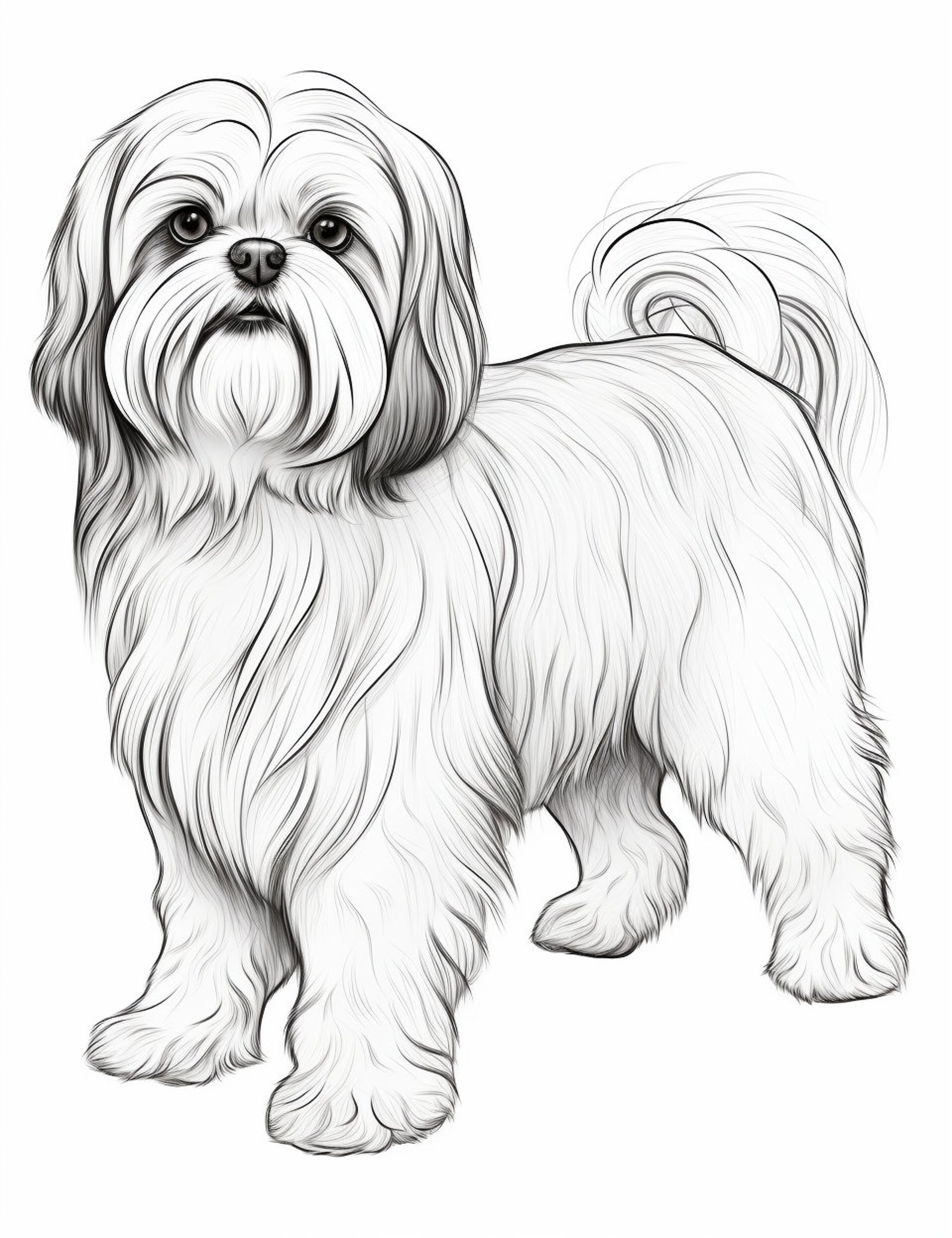Shih Tzu | Dog | Coloring Pages | Pet Portrait | Printable Coloring ...