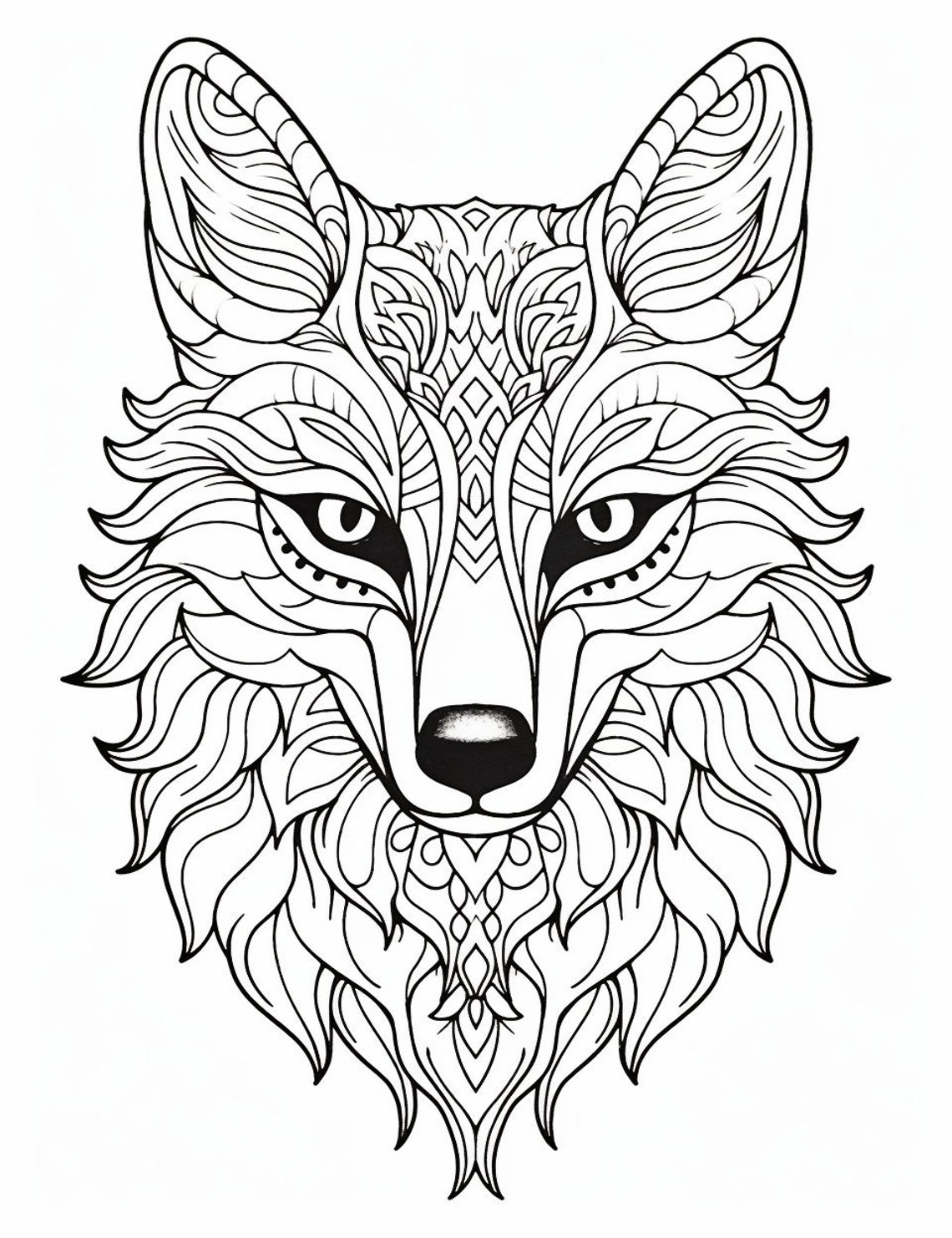 Mandala Fox Coloring Page, Printable Coloring Page, Coloring for Adults ...