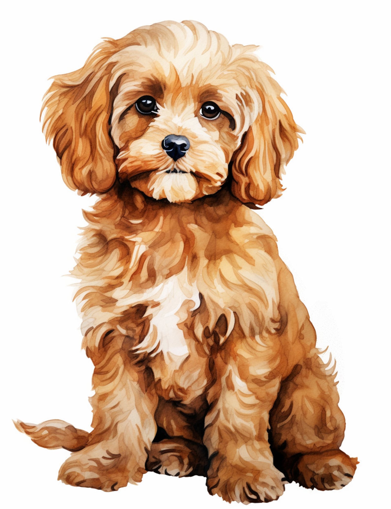 Cavapoo, Dog, Watercolor Clipart, Dog Portrait, Scrapbooking, Journal ...