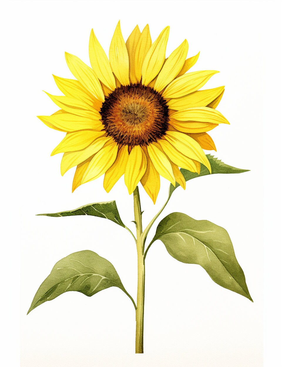 Sunflower Flower Clipart Watercolor Clipart Digital Prints - Etsy