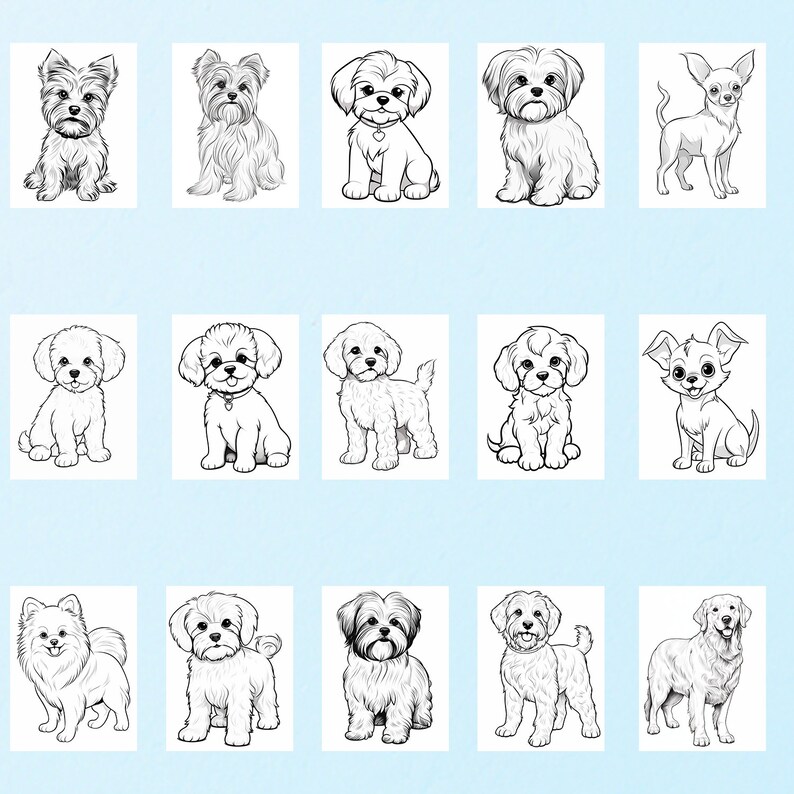 50 Coloring Pages of Dogs, Pet Portrait, Printable Coloring Page ...