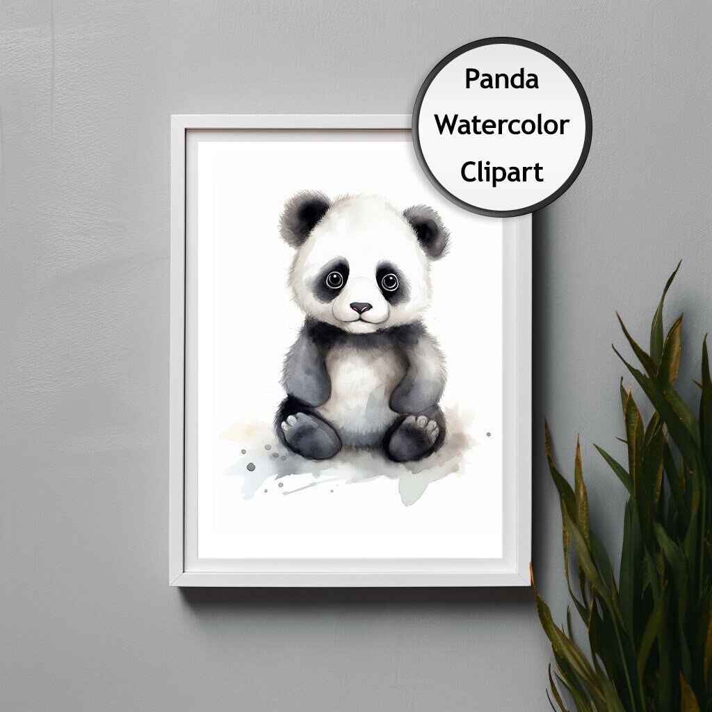 Panda, Watercolor Clipart, Transparent, Wall Art, Animal Portrait ...