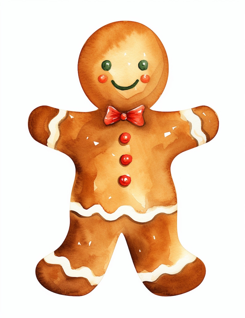 Gingerbread Man, Christmas Clipart, Transparent, Watercolor Clipart ...