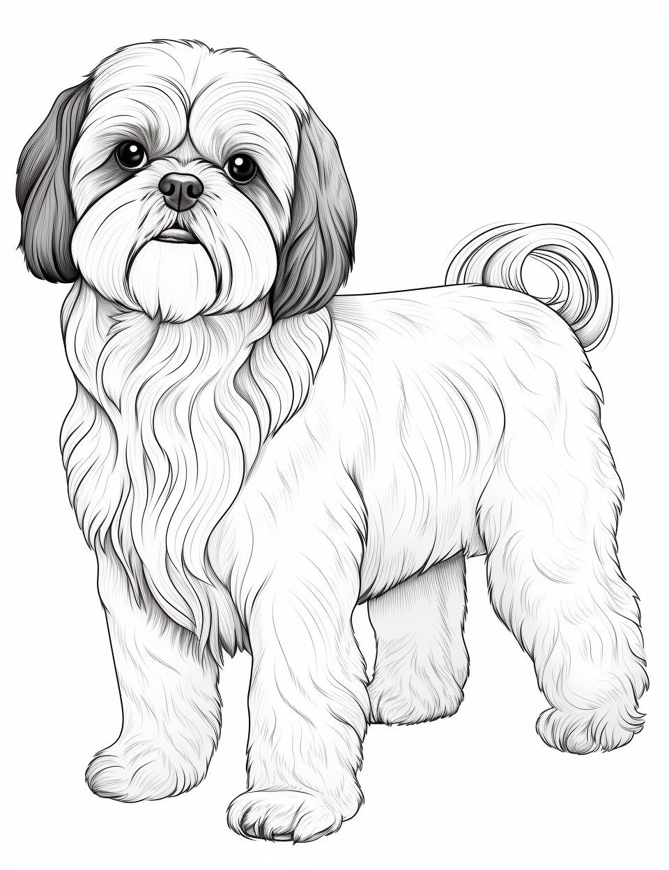 Shih Tzu | Dog | Coloring Pages | Pet Portrait | Printable Coloring ...