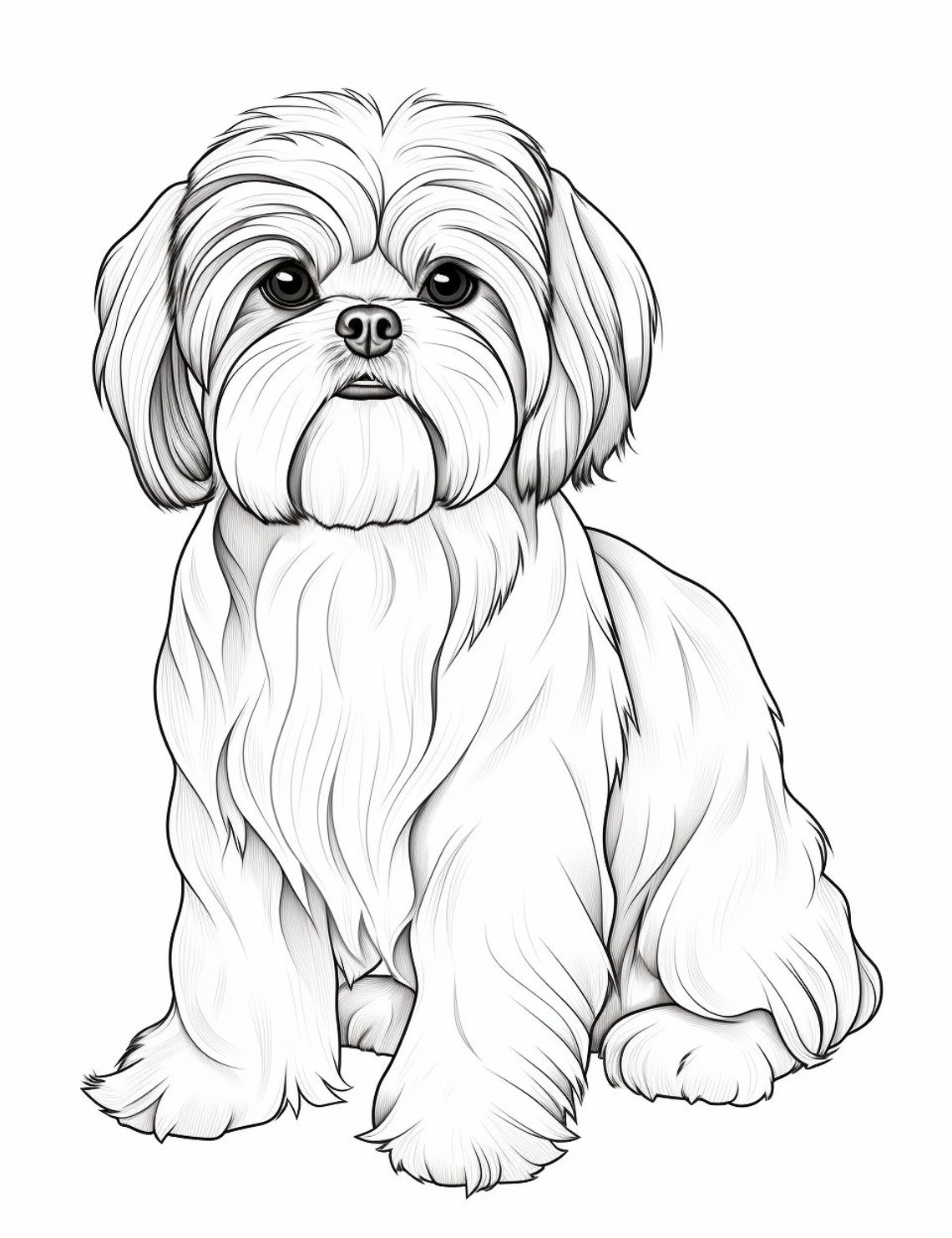 Shih Tzu, Dogs, Coloring, Dog Coloring, Pet Portrait, Printable ...