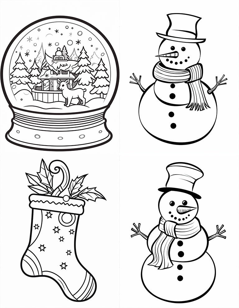 Christmas, Printable Coloring Pages, PNG, Digital Prints, Coloring for ...