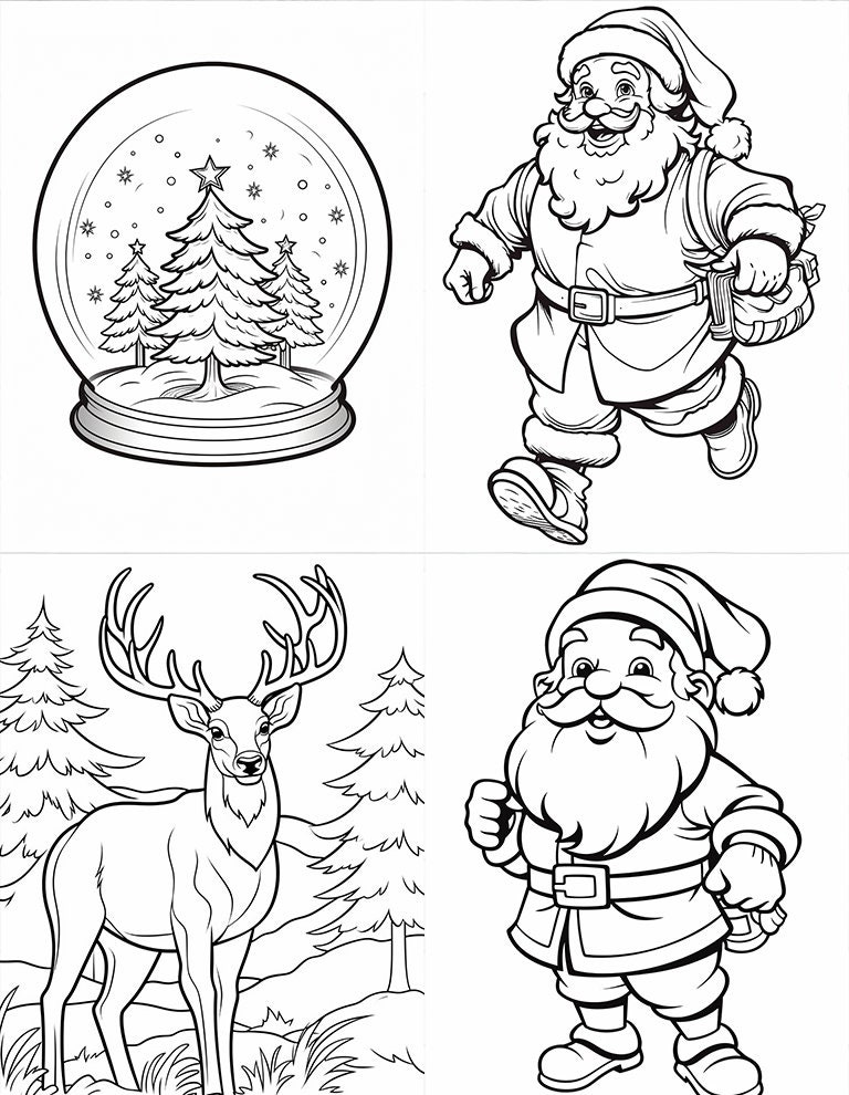 Christmas, Printable Coloring Pages, PNG, Digital Prints, Coloring for ...