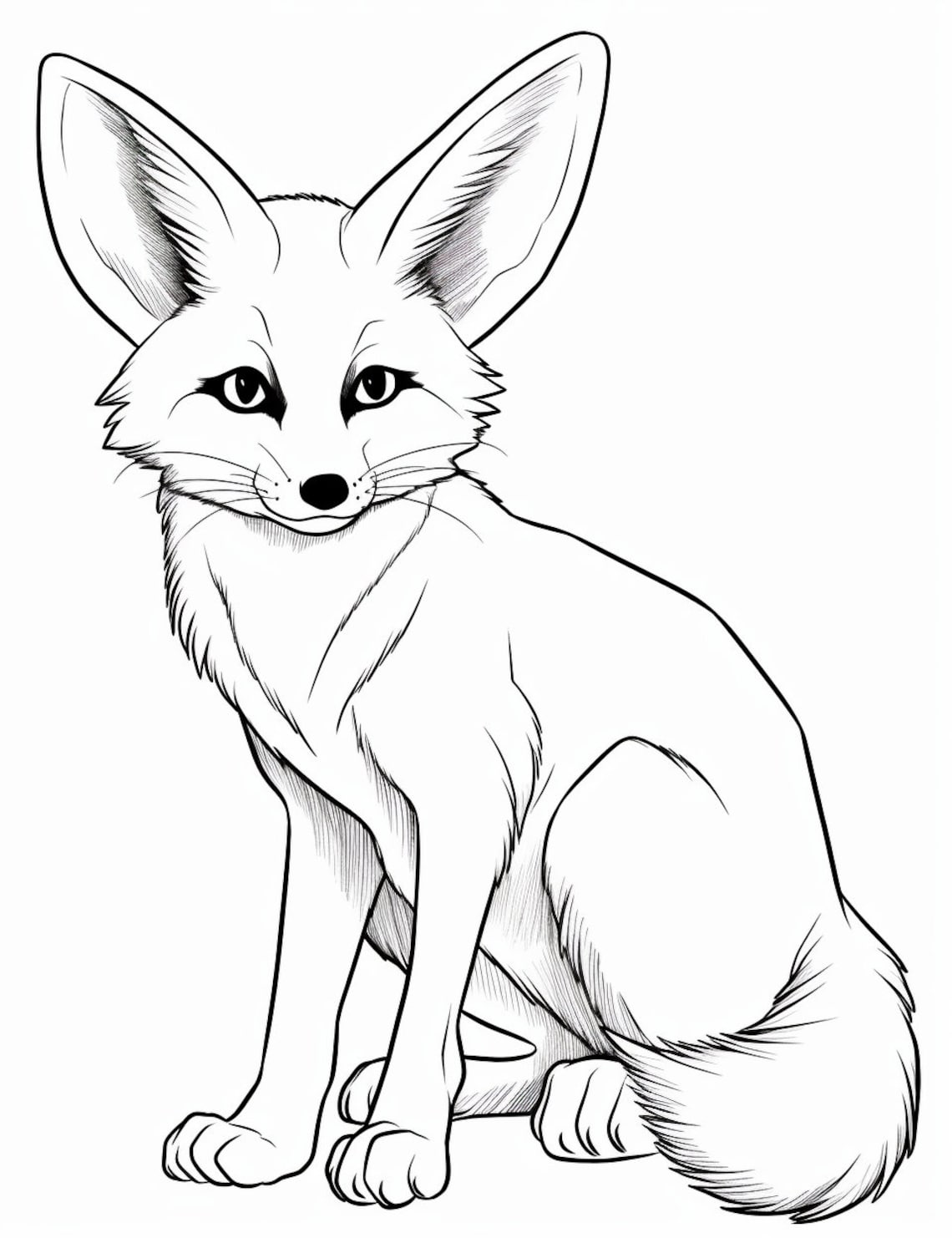 Fennec Fox Coloring Page, Printable Coloring Page, Coloring for Adults ...