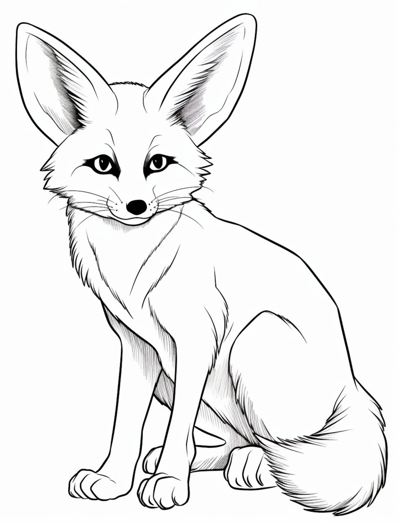 Fennec Fox Coloring Page, Printable Coloring Page, Coloring for Adults ...