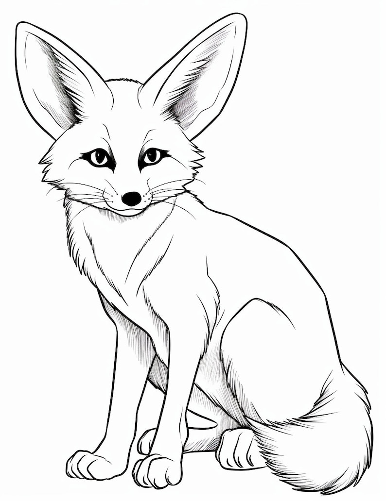 Fennec Fox Coloring Page, Printable Coloring Page, Coloring for Adults ...