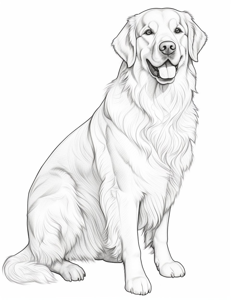 Golden Retriever | Dog | Coloring Page | Pet Portrait | Printable ...