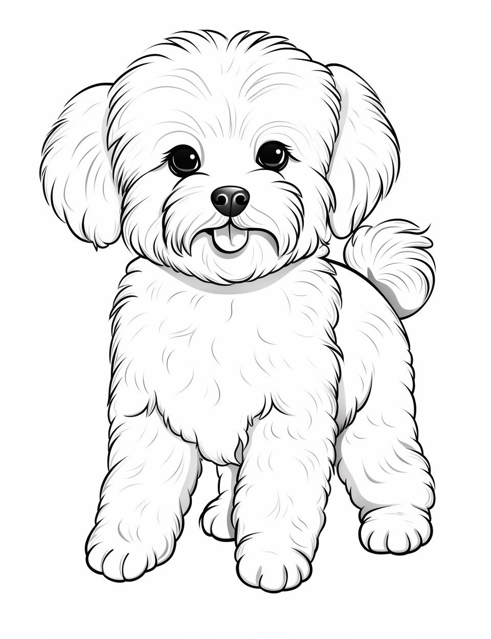 Bichon Frise, Dog, Coloring Page, Dog Portrait, Printable Coloring Page ...