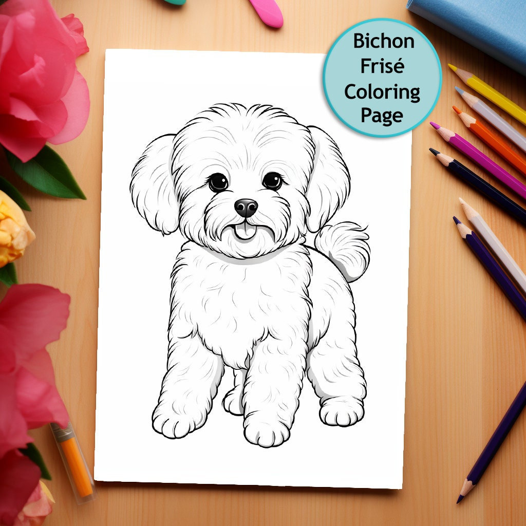 Bichon Frise, Dog, Coloring Page, Dog Portrait, Printable Coloring Page ...