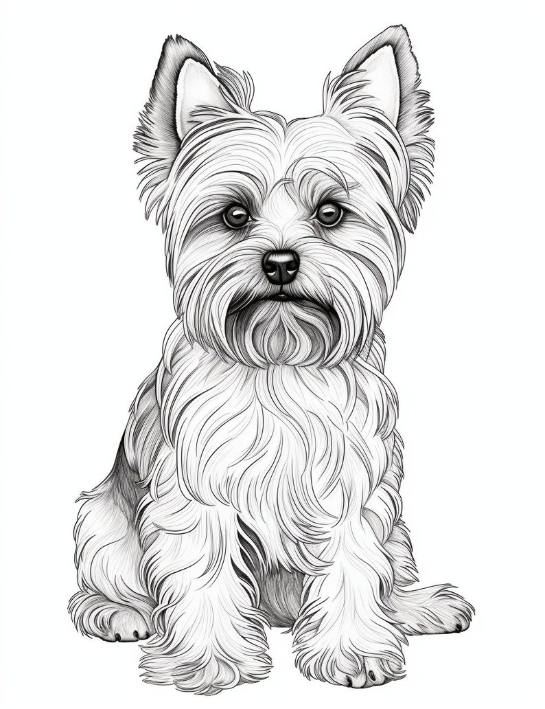 Yorkshire Terrier | Yorkie | Coloring Pages | Pet Portrait | Printable ...