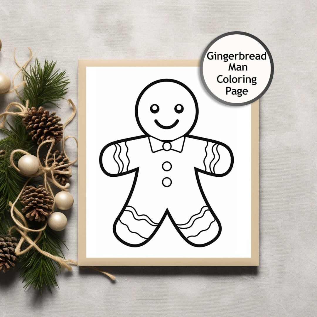 Gingerbread Man, Christmas Coloring, Printable Coloring Page, Coloring ...