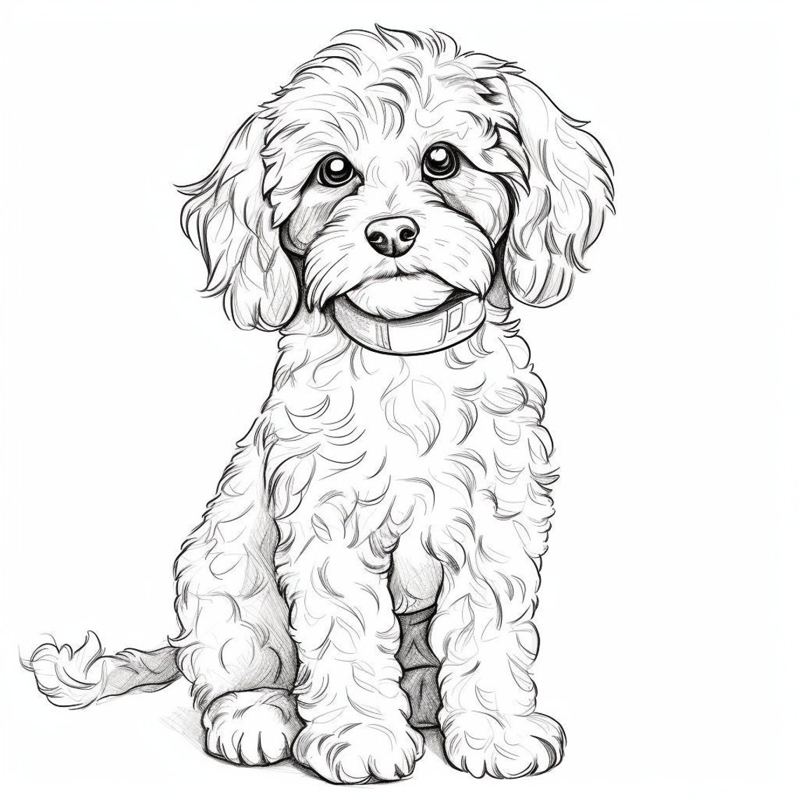 Cavapoochon, Dog, Coloring Page, Dog Portrait, Printable Coloring Page ...