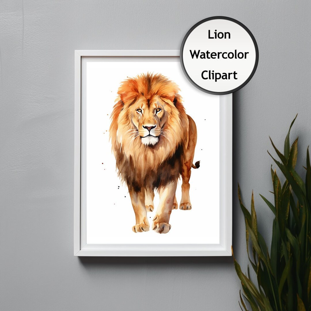 Lion Watercolor Clipart, Transparent Image, Animal Clipart, Paper ...